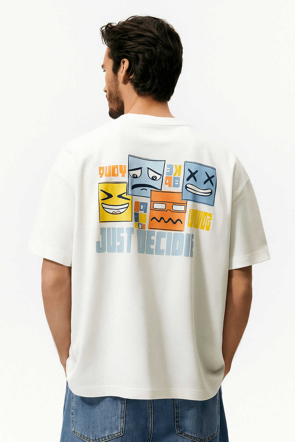 Mood Blocks Oversized Tee – White – SAYAN